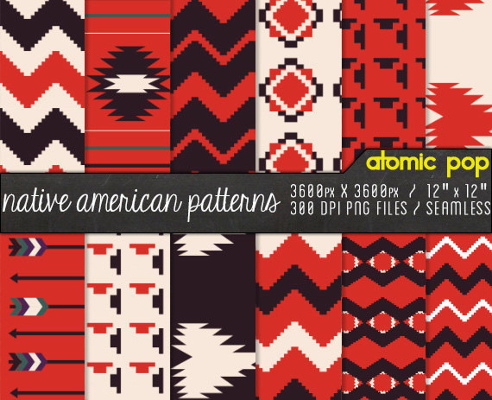 Instant Download // Native American Geometric Patterns Digital Paper ...