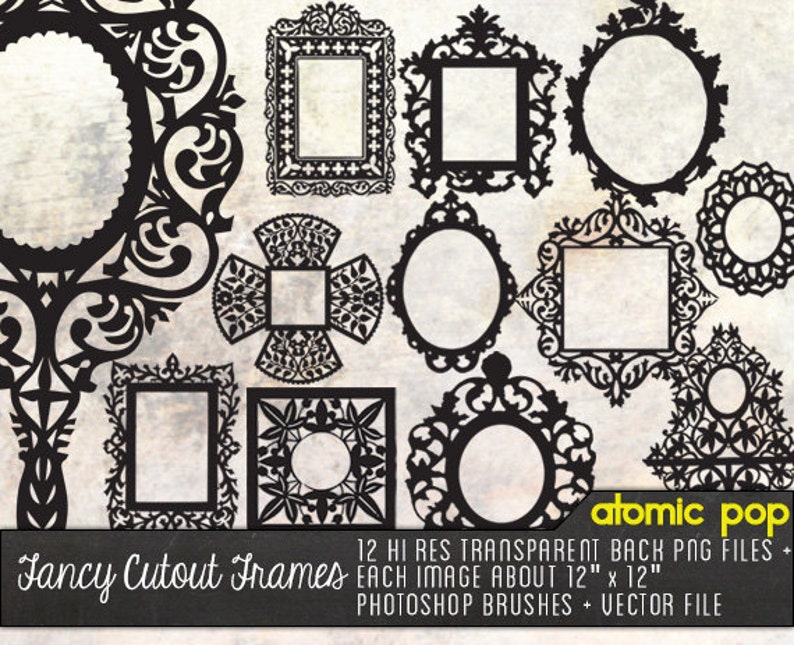 Instant Download // 12 Fancy Ornate Cutout Frames // Digital File ...