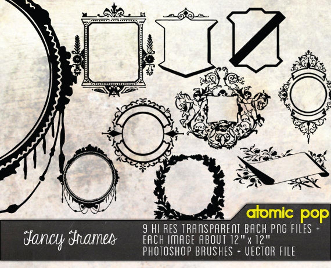 Instant Download // Fancy Frames // Digital File Photoshop Brushes ...