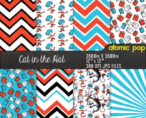 Instant Download // Dr. Seuss Inspired Cat in the Hat Red Blue ...