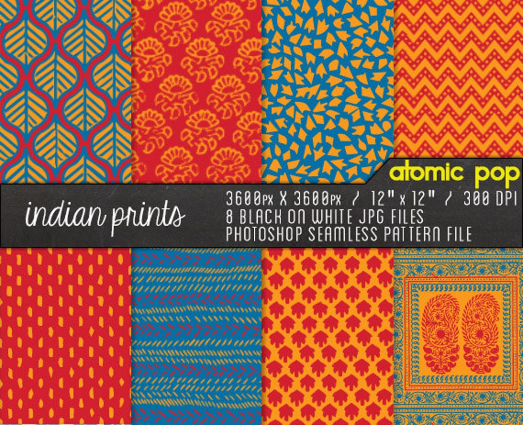 Instant Download // Colorful Indian Fabric Patterns Digital Paper Pack ...