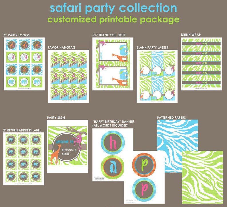 Safari Jungle Animals Zoo Birthday Printable Customized - Etsy