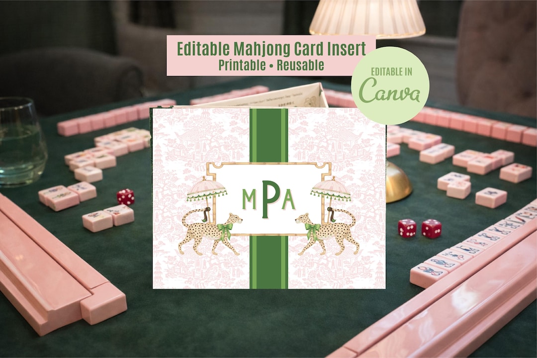 Editable Mahjong Card Insert | Personalized American Mahjong Card Cover ...