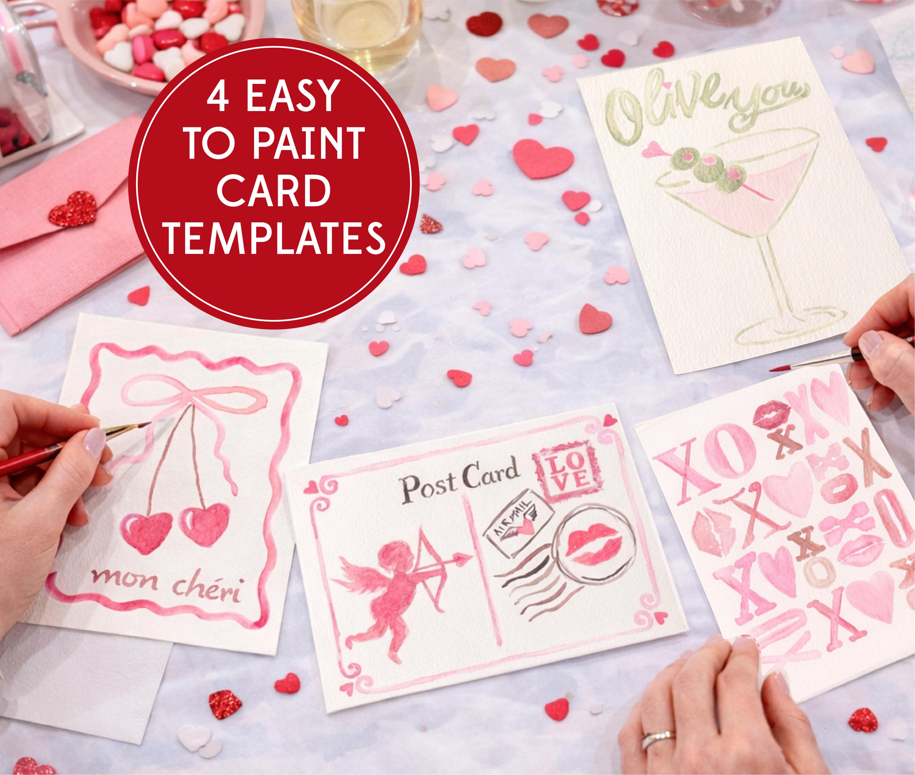 Paint Your Own Valentine Cards – Watercolor Card Kit, DIY Valentine ...