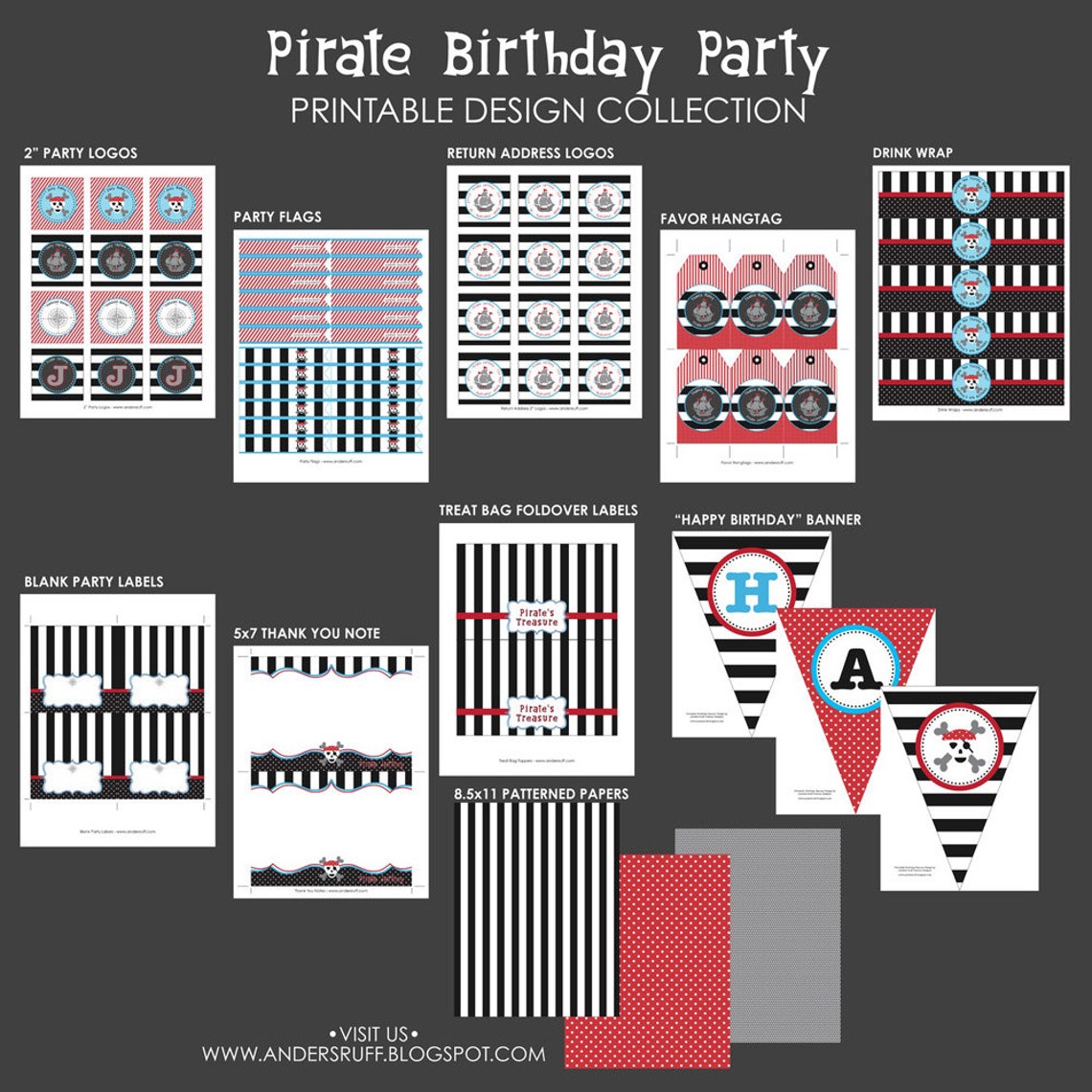 Pirate Party Printables Pirate Ship Birthday Printables Ahoy - Etsy