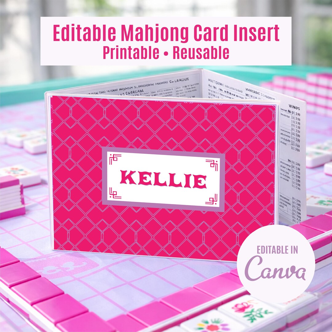 Editable Mahjong Card Insert | National Mahjong Card Cover | Printable ...