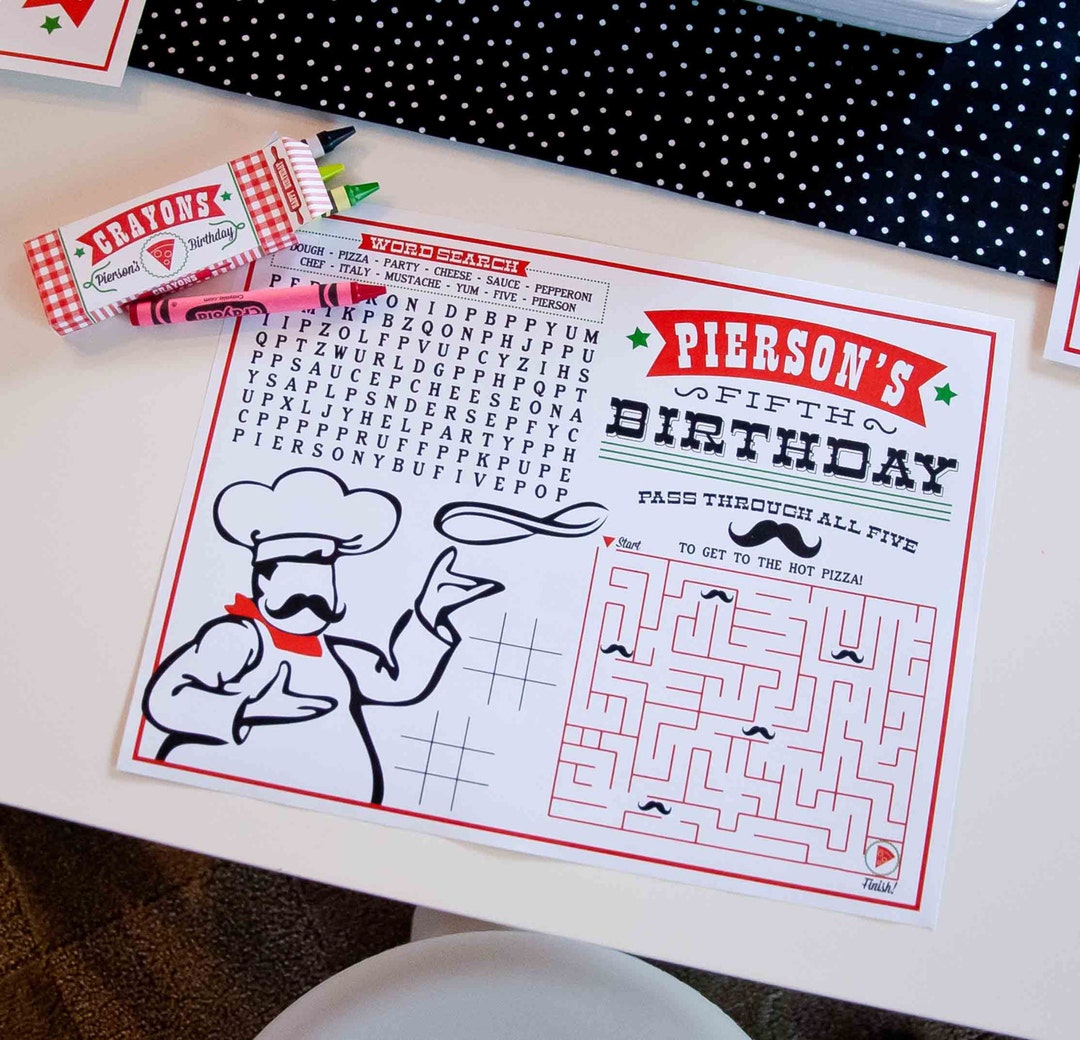 Pizzeria Pizza Party Coloring Activity Page - Printable Customized ...
