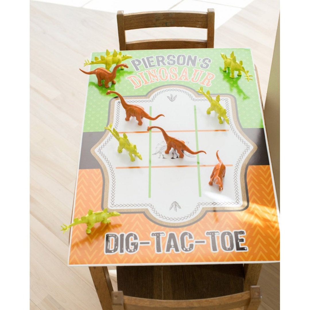 Dinosaur Excavation Dino Dig Birthday Tic Tac Toe Poster - Printable ...