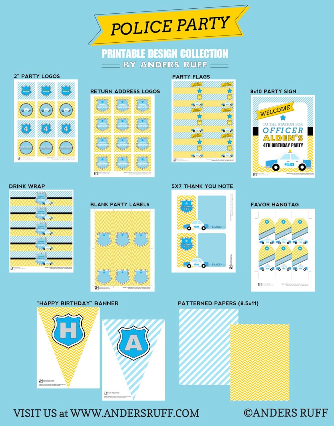 Chevron Police Car Cruiser Badge Officer Police Station Birthday ...