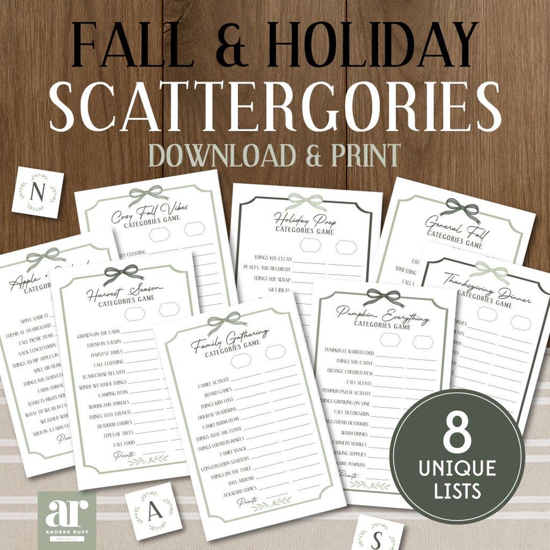 Scattergories Game | Fall & Holiday Party Game | Christmas Category ...
