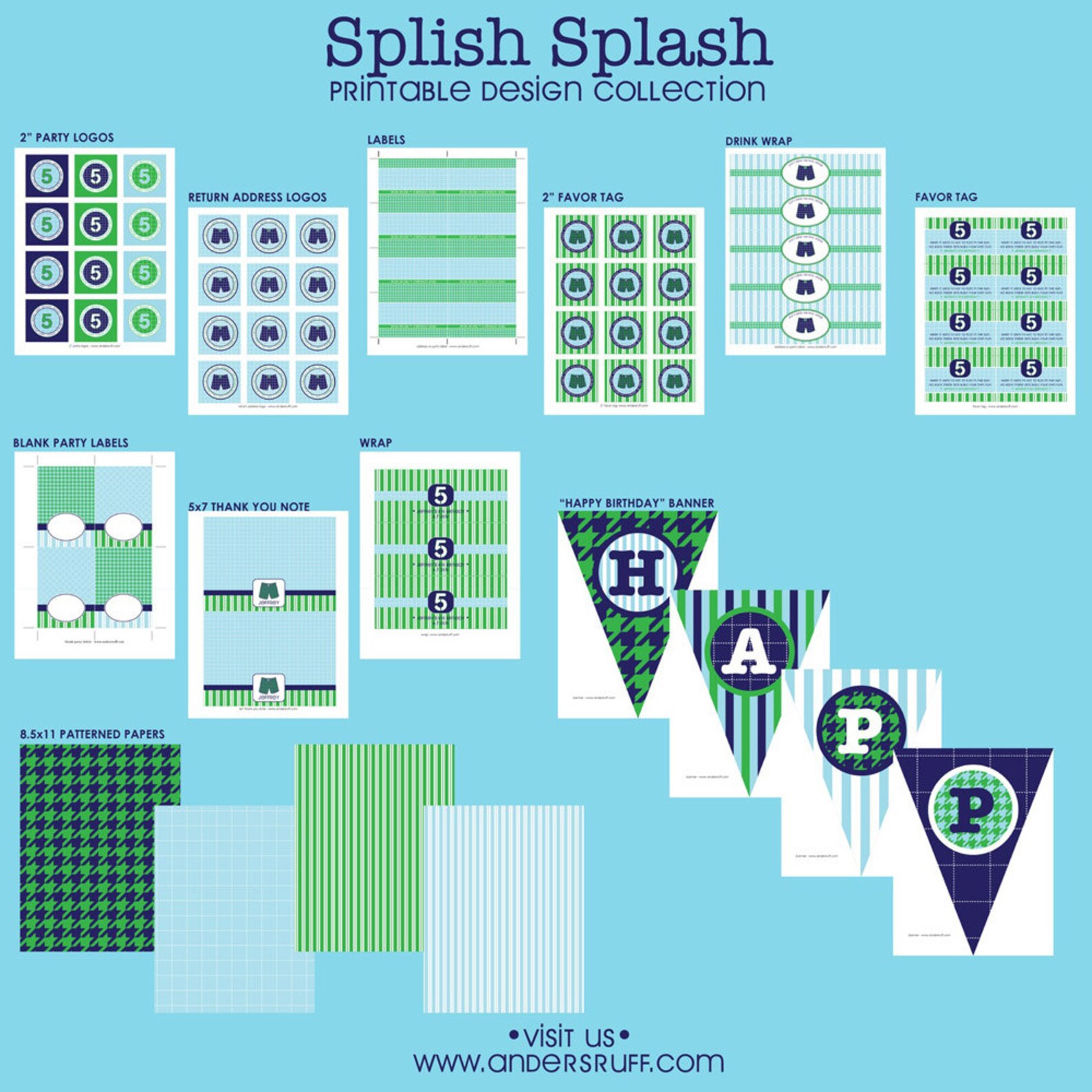 Splish Splash Pool Party Birthday - Printable Customized Package - Etsy