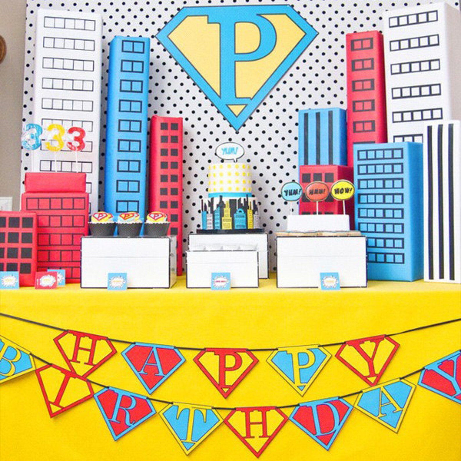 Vintage Super Hero Superhero Emblem Callouts Comics Birthday ...