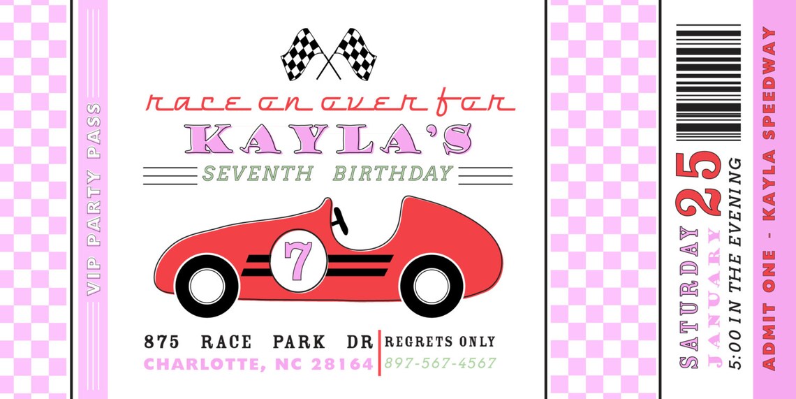 Vintage Race Car Speedway Automobile Indy Birthday Party - Aqua Red ...
