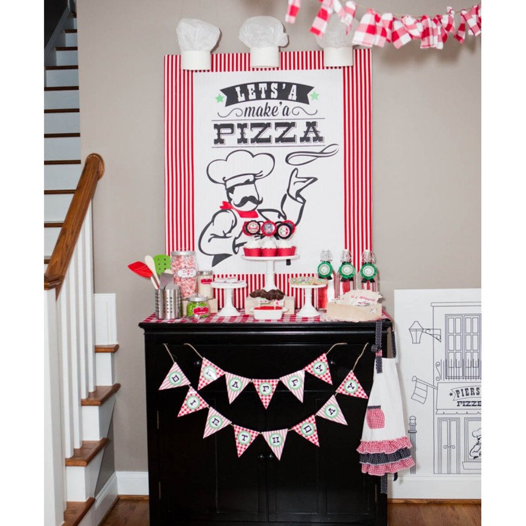 Pizzeria Pizza Party Let's Make a Pizza Sign - Printable 28 X 36 Poster ...