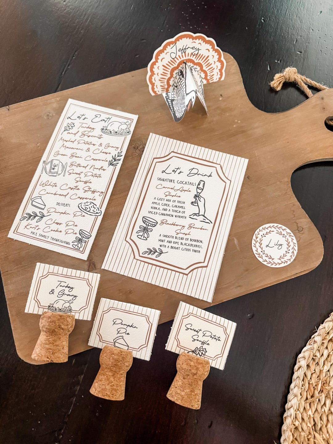 Editable Thanksgiving Printable Bundle | Fall Table Decor, Menu, Food ...