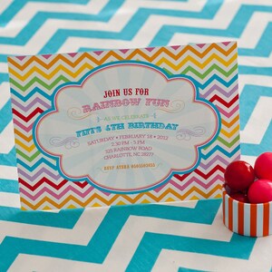 Chevron Rainbow Colors Bright Birthday - Printable Customized ...
