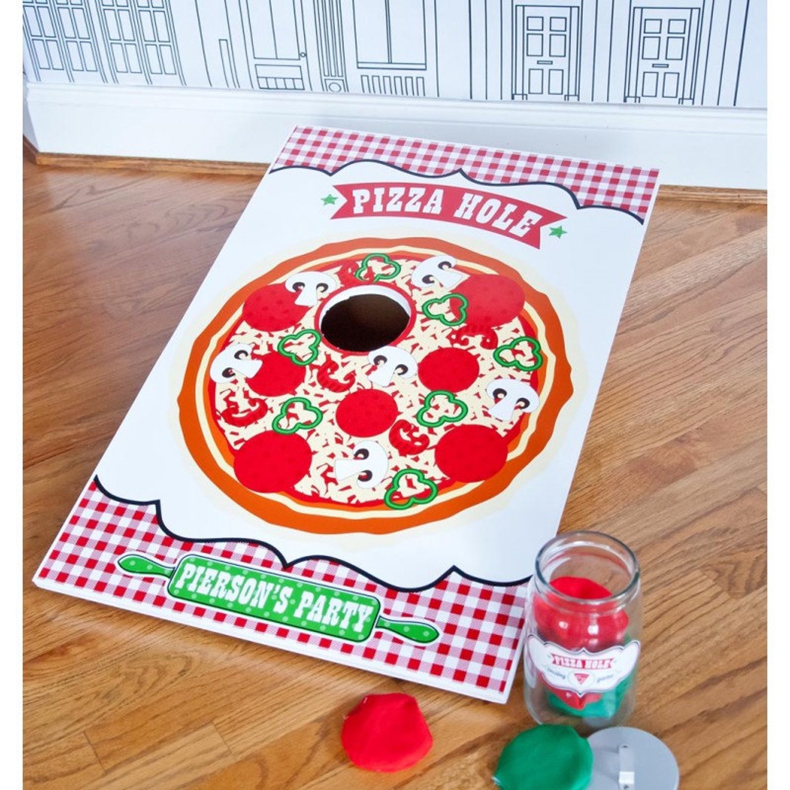 Pizzeria Pizza Party Pizza Hole Game - Printable Customized 20 X 30 ...