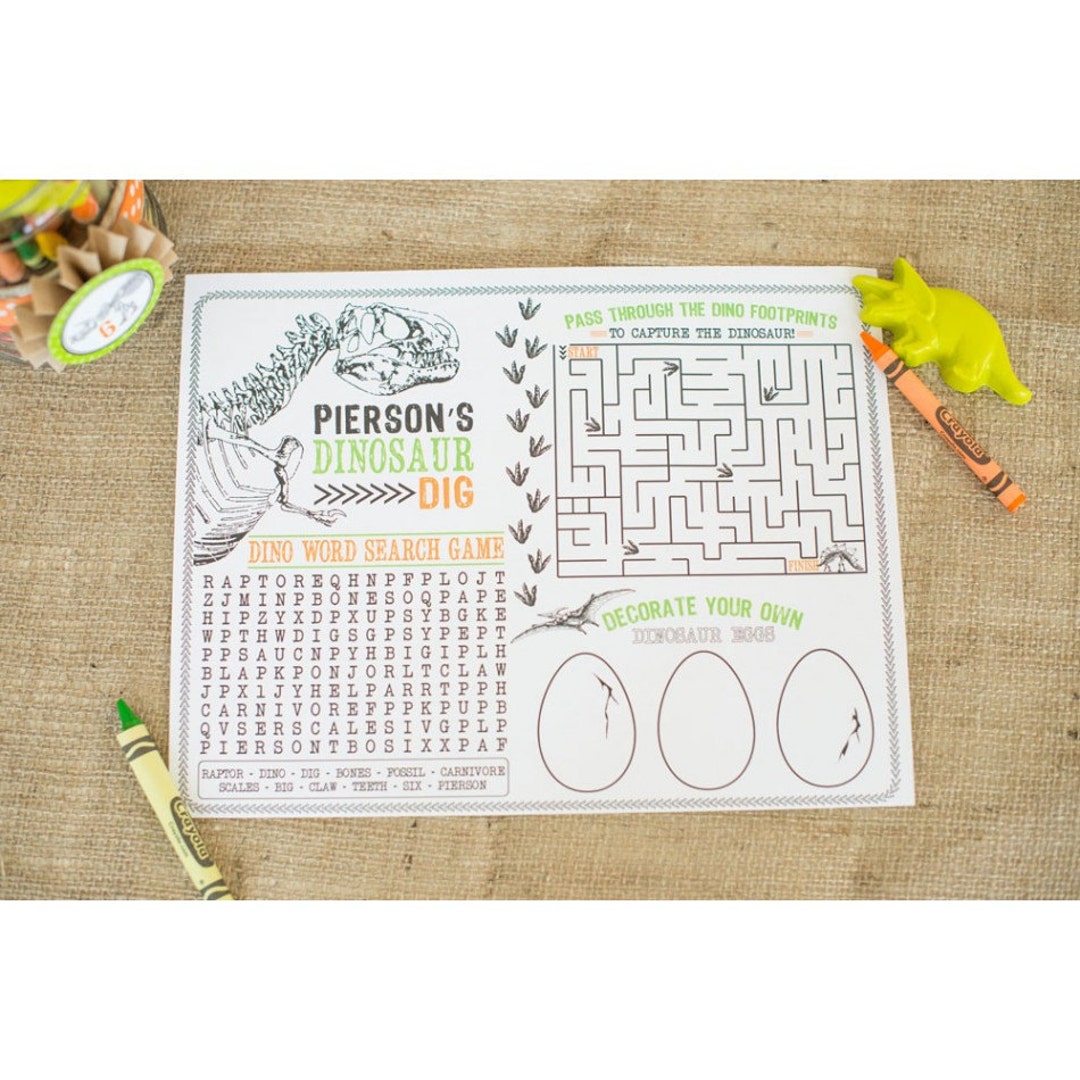 Dinosaur Excavation Dig Activity Page - Printable Customized Sheet - Etsy
