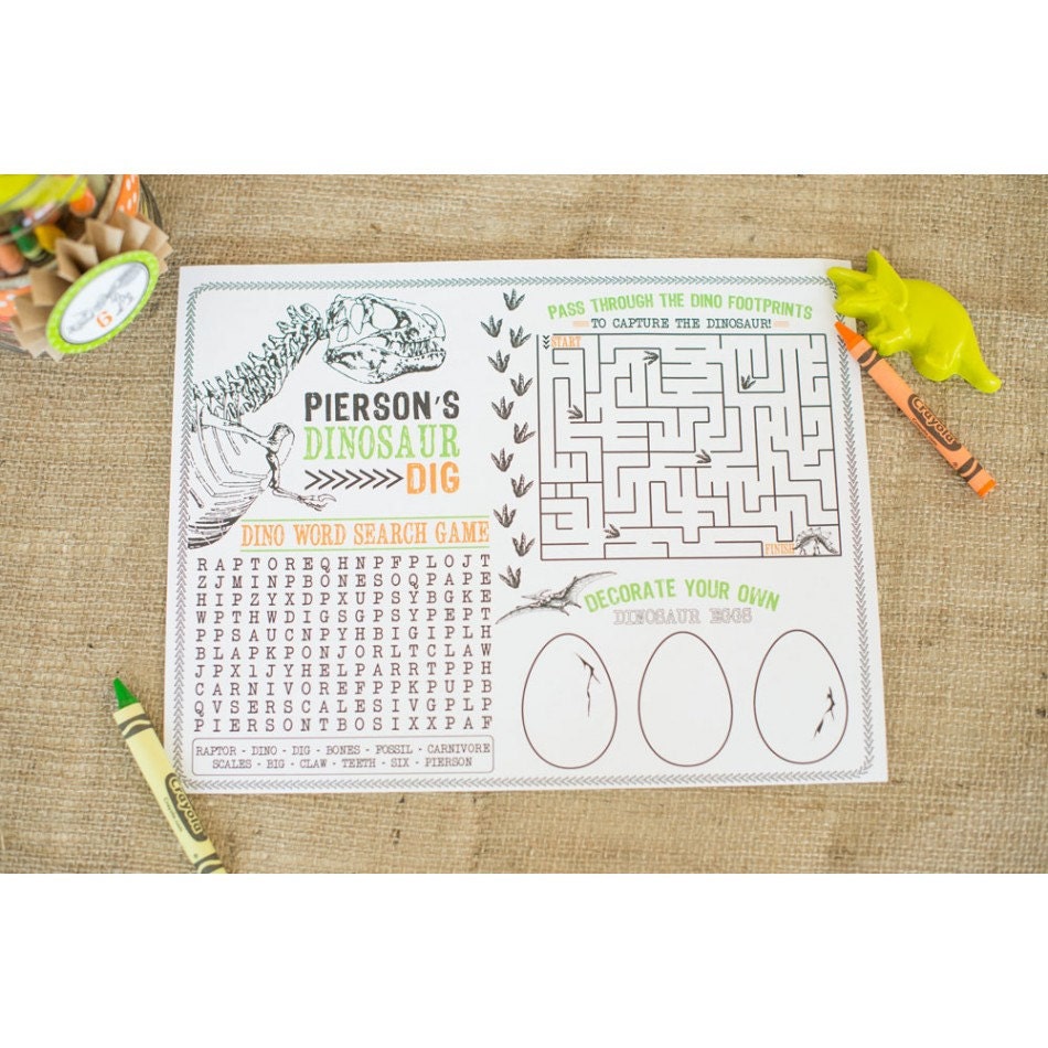 Dinosaur Excavation Dig Activity Page - Printable Customized Sheet - Etsy