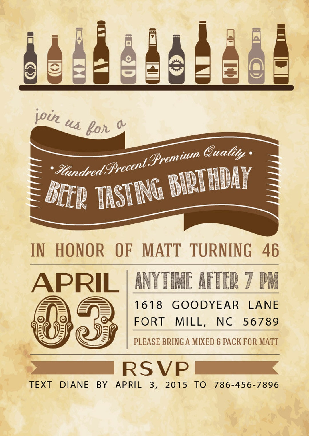 Beer Tasting Party Birthday Barbeque Cookout Vintage - Printable ...
