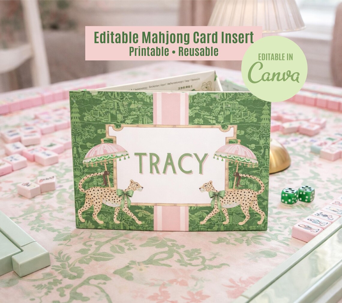 Editable Mahjong Card Insert | Personalized National Mahjong Card Cover ...