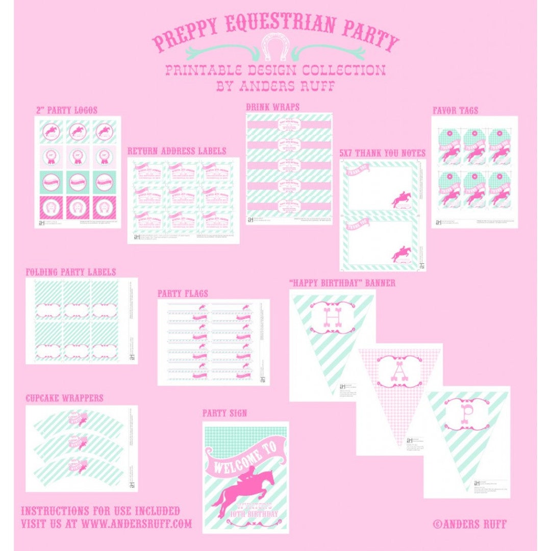 Equestrian Horseback Riding Horse Stable Girl Preppy Birthday ...