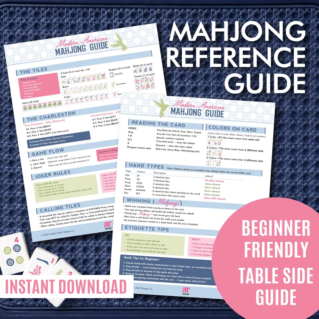 Learn American Mahjong for Beginners | Easy Mahj Cheat Sheet | Mahjong ...