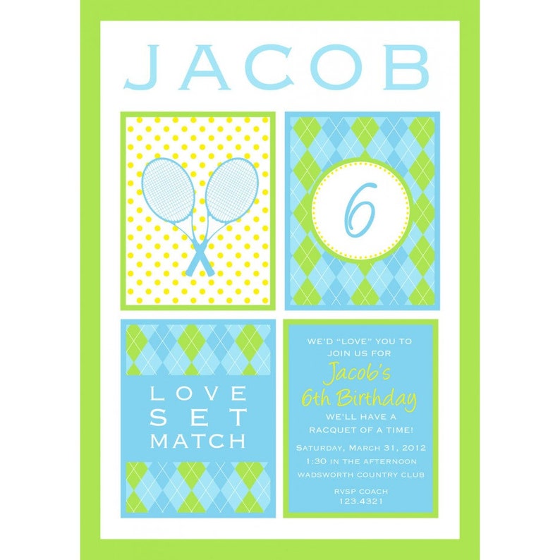 Tennis Preppy Sports Birthday Pink or Blue Printable - Etsy