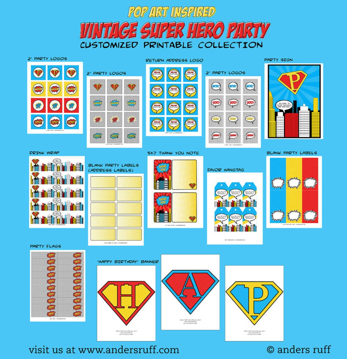 Vintage Super Hero Superhero Emblem Callouts Comics Birthday | Etsy