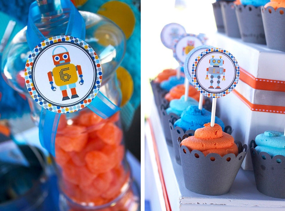 Robot Party Printables Gears Robots Decorations Robotics - Etsy
