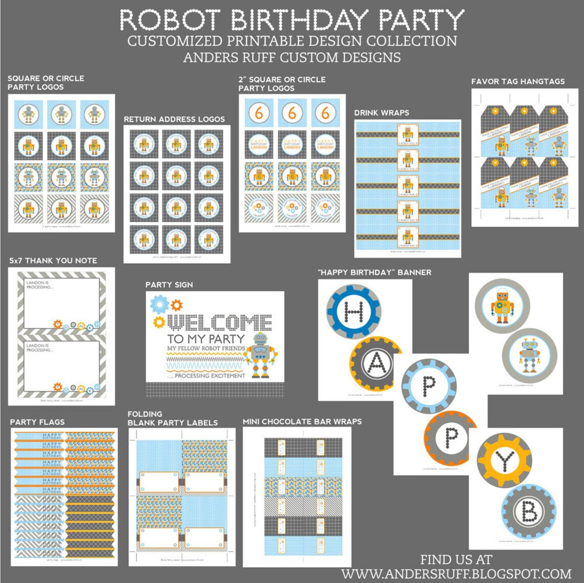 Robot Party Printables Gears Robots Decorations Robotics - Etsy