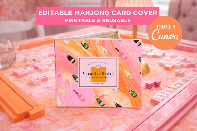 Custom Mahjong Card Sticker | Champagne Bird Bam Cheers Mahj Card ...