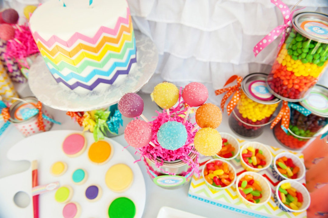 Chevron Rainbow Arts & Crafts Birthday - Printable Customized Package ...