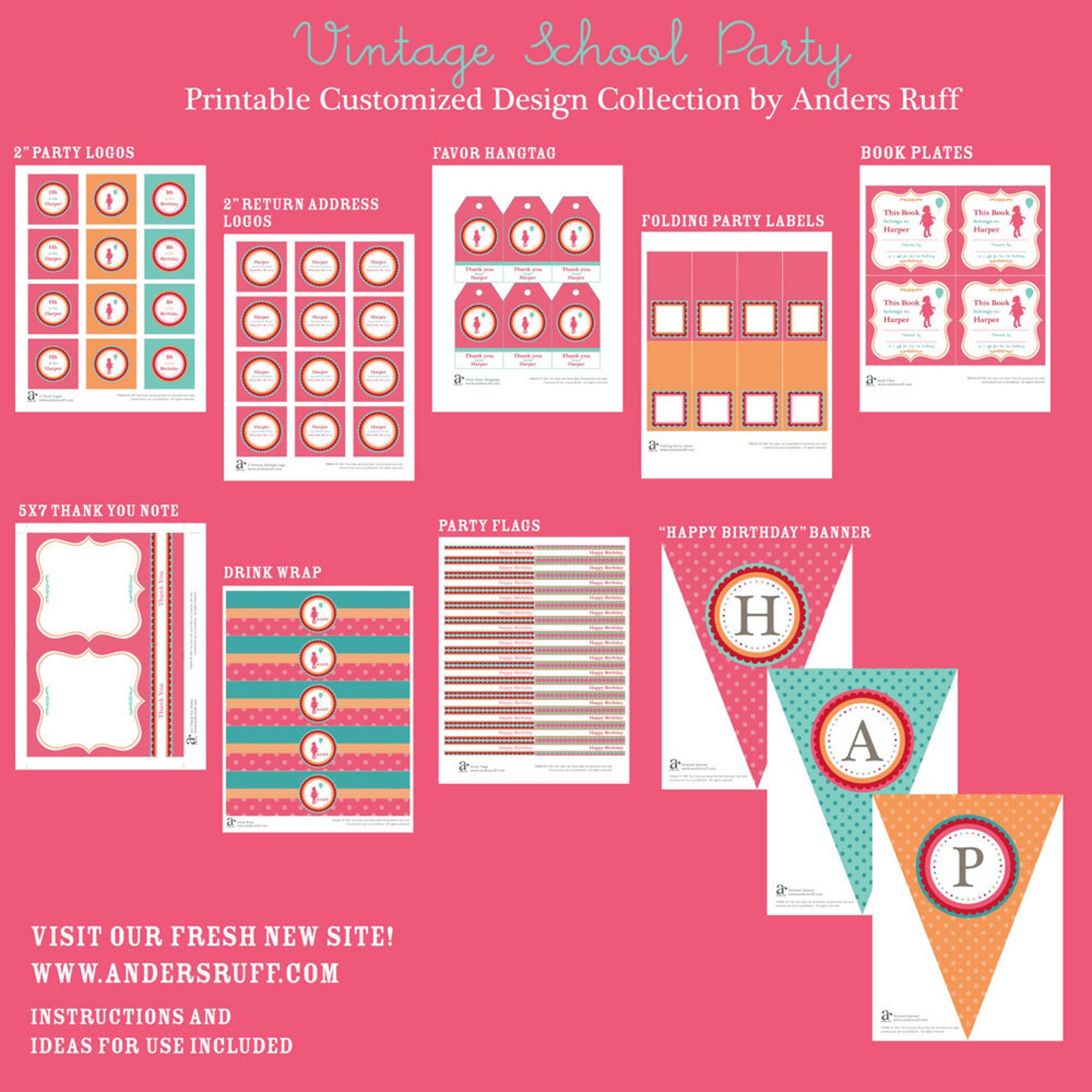 Vintage School Girl Schoolhouse Classroom Birthday Printable | Etsy