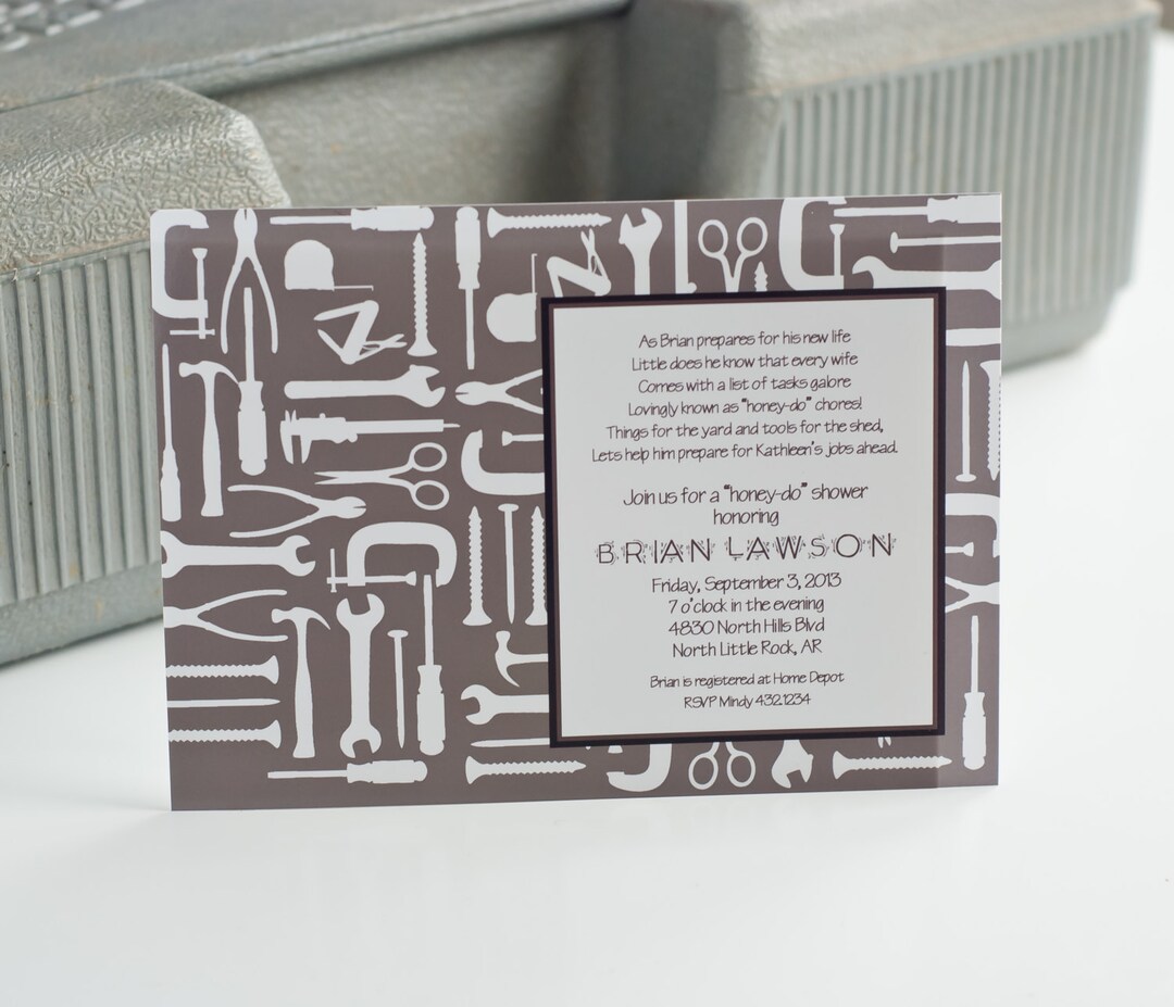 Honey Do Shower Invitation Tools Man Groom Shower Invitation Couples ...
