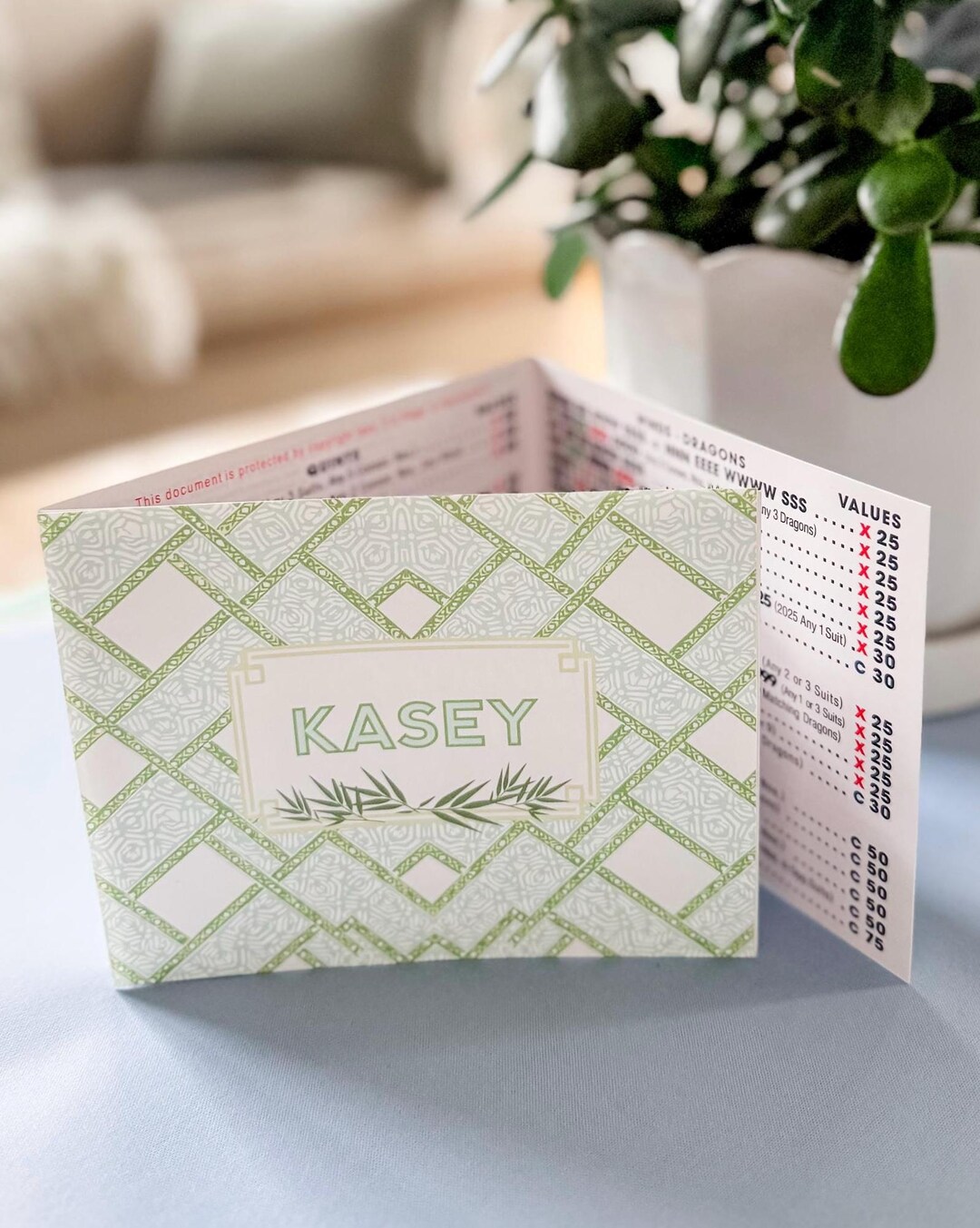 Editable Mahjong Card Insert | National Mahjong Card Cover | Printable ...