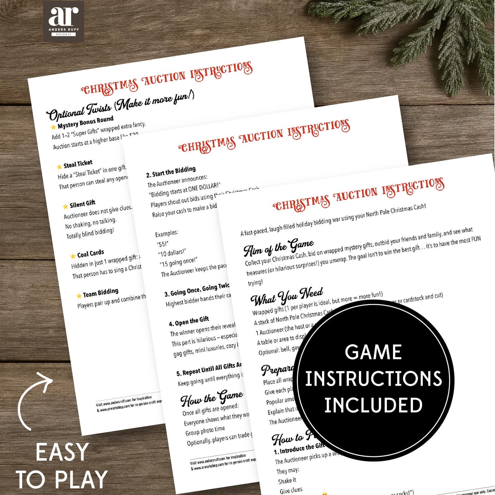 Merry Money Play Cash + Holiday Auction Paddles | Christmas Game ...