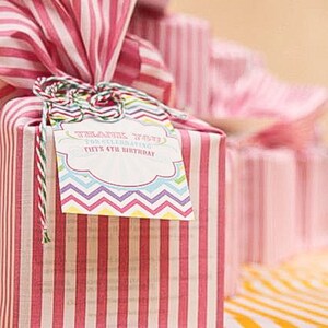Chevron Rainbow Colors Bright Birthday - Printable Customized Package ...