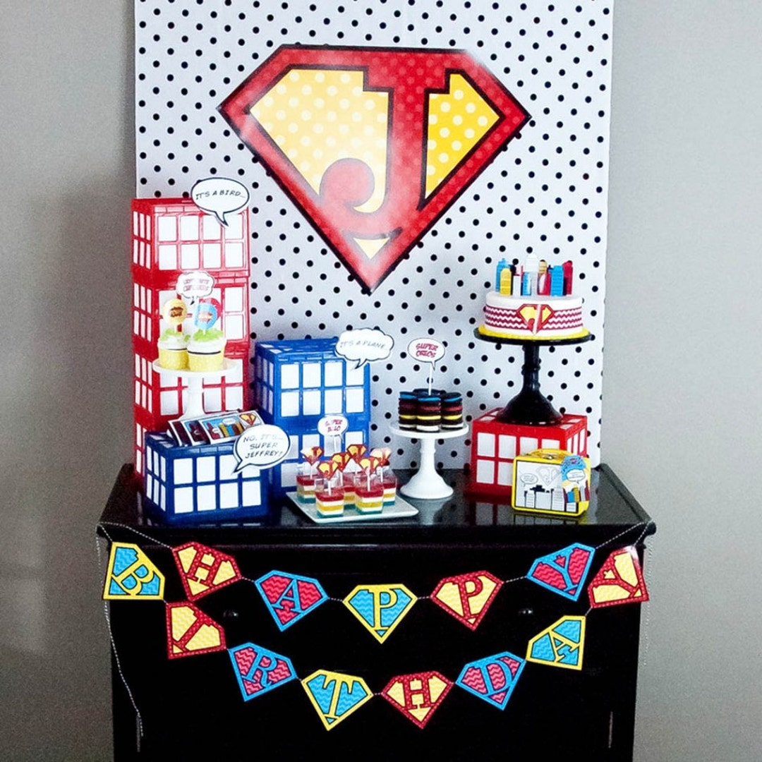 Super Hero Backdrop Polka Dot Backdrop Comic Book Style Super Hero ...