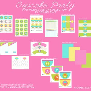 Chevron Cupcake Birthday - Printable Customized Package - Etsy