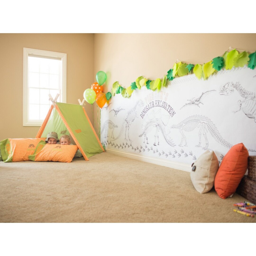Dinosaur Excavation Dig Coloring Wall Poster - Printable Customized ...