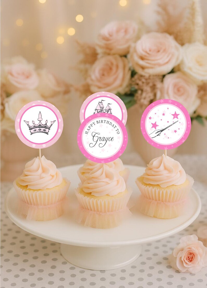Princess Birthday Party Printables | Pink & Gold Fairy Tale Decorations ...