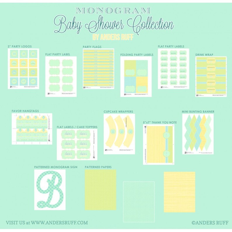 Monogram Gender Neutral Baby Shower Printable Customized - Etsy