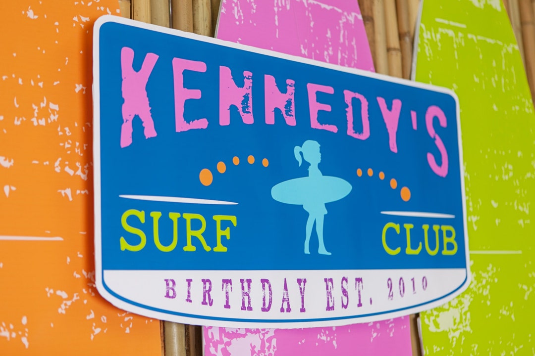Surfer Girl Surfs up Surf Club Sign - Printable Customized 16x30 Poster ...