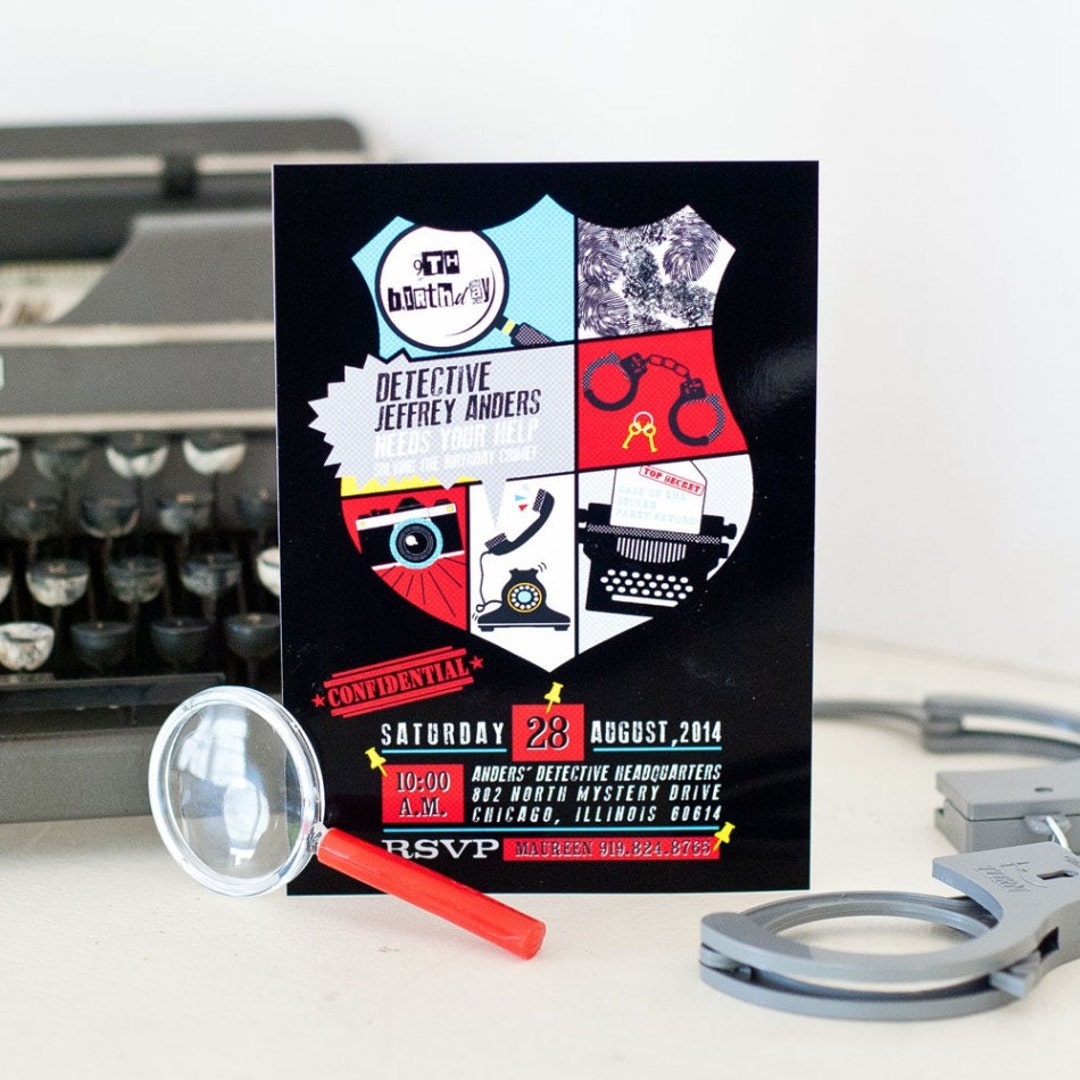Detective Birthday Invitation Template | Editable Canva Secret Agent ...