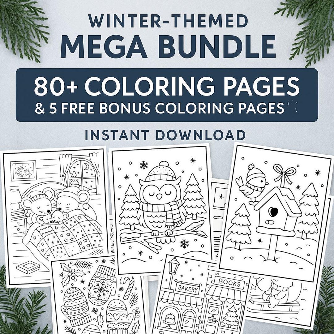 Winter Coloring Page Printable Activity Sheet Pdf Instant Download ...