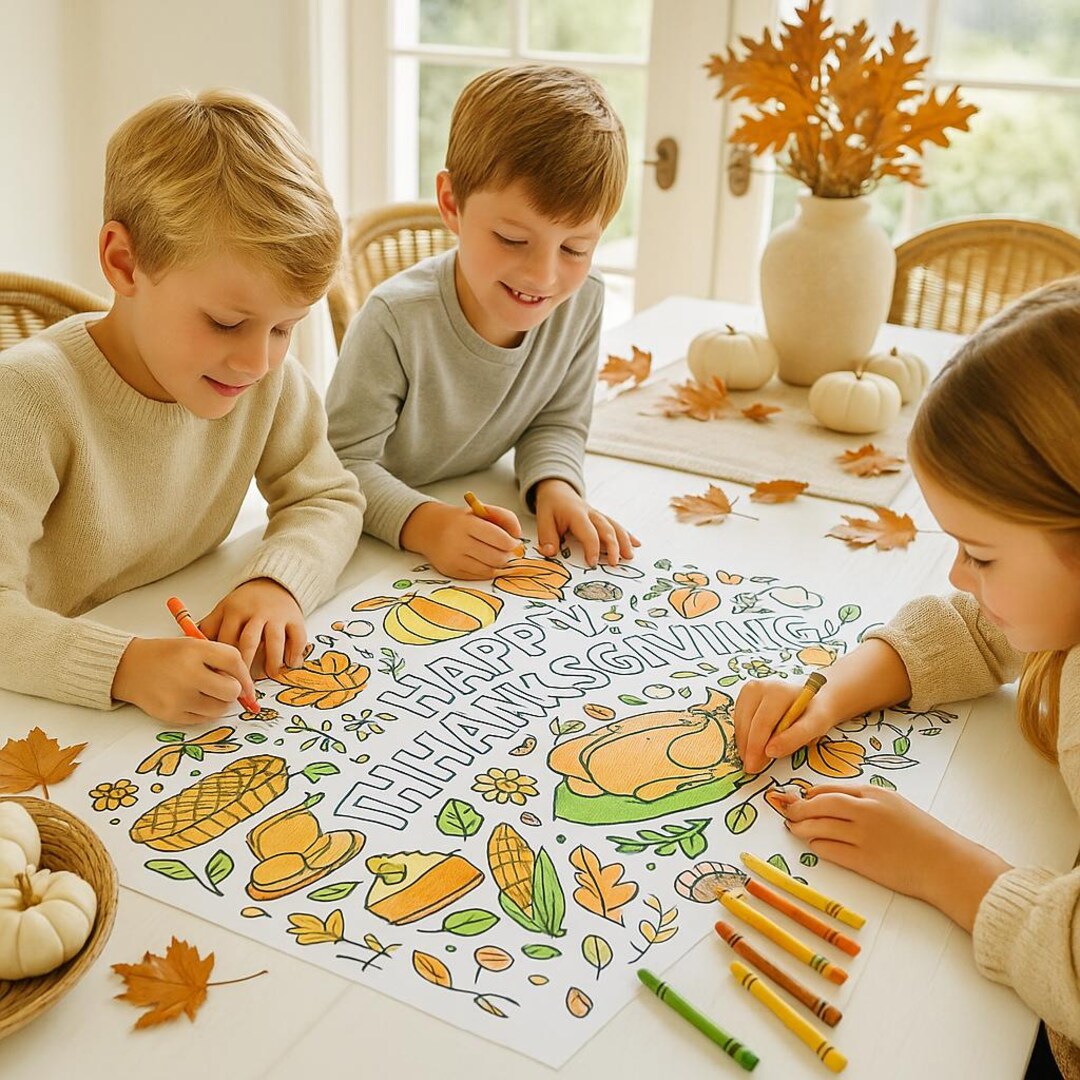 Giant Thanksgiving Coloring Poster | Kids Fall Activity | Screen Free ...