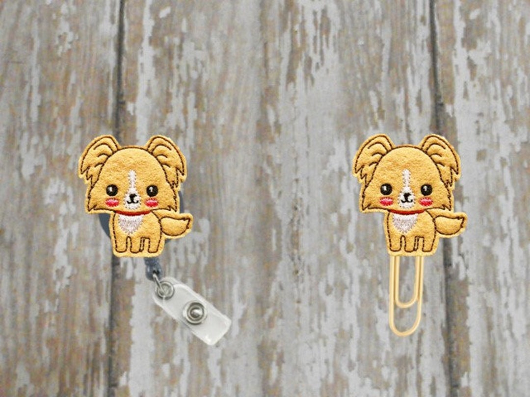 Dog Doggie Papillon Feltie Felt Badge Reel Feltie Badge - Etsy