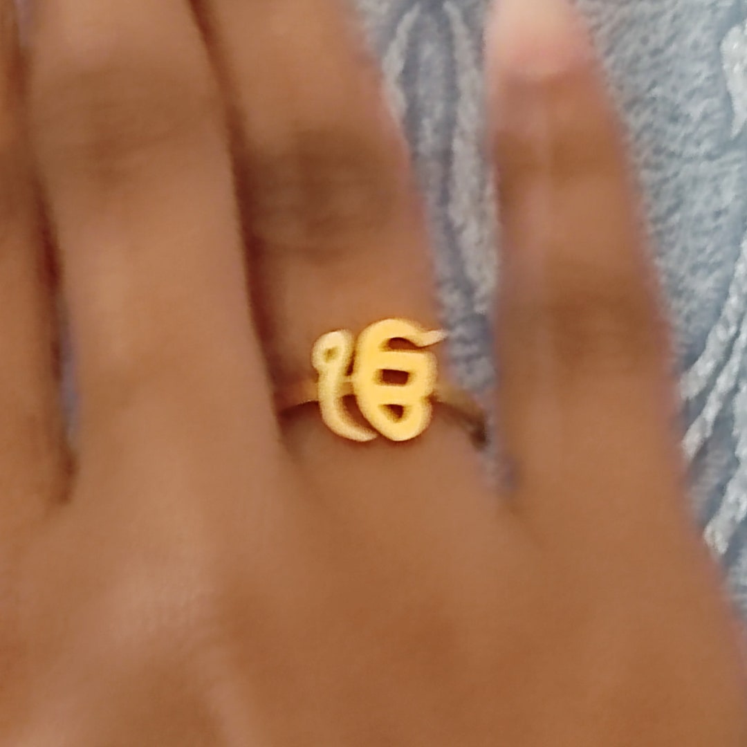 Ek Onkar Ring Handmade Gold Plated Punjabi Sikh Khalsa Gurmukhi Script ...