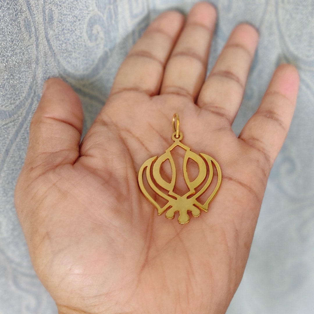 Khanda Pendant Big Size Handmade Gold Plated Punjabi Sikh Symbol ...